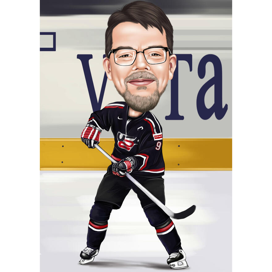 Helkrops hockeyspiller tegneseriekarikatur fra fotos