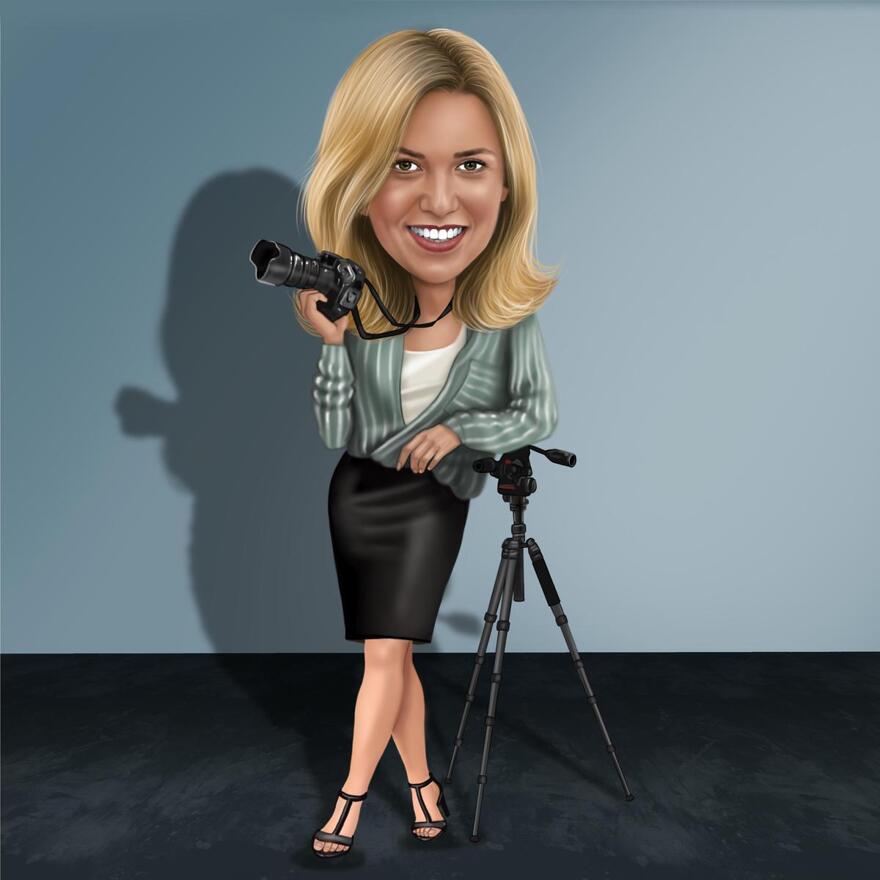 Fotograf karikatura v digitálním stylu