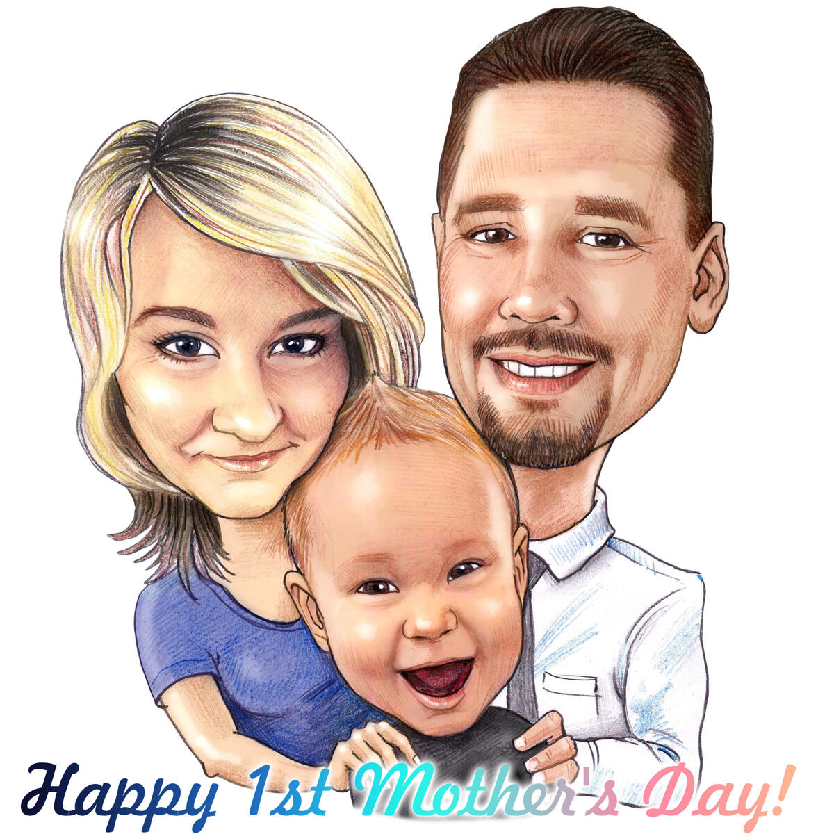 Personalisierte Familienstiftzeichnung zum 1. Muttertag ️🖼️👶. Bestellen ...