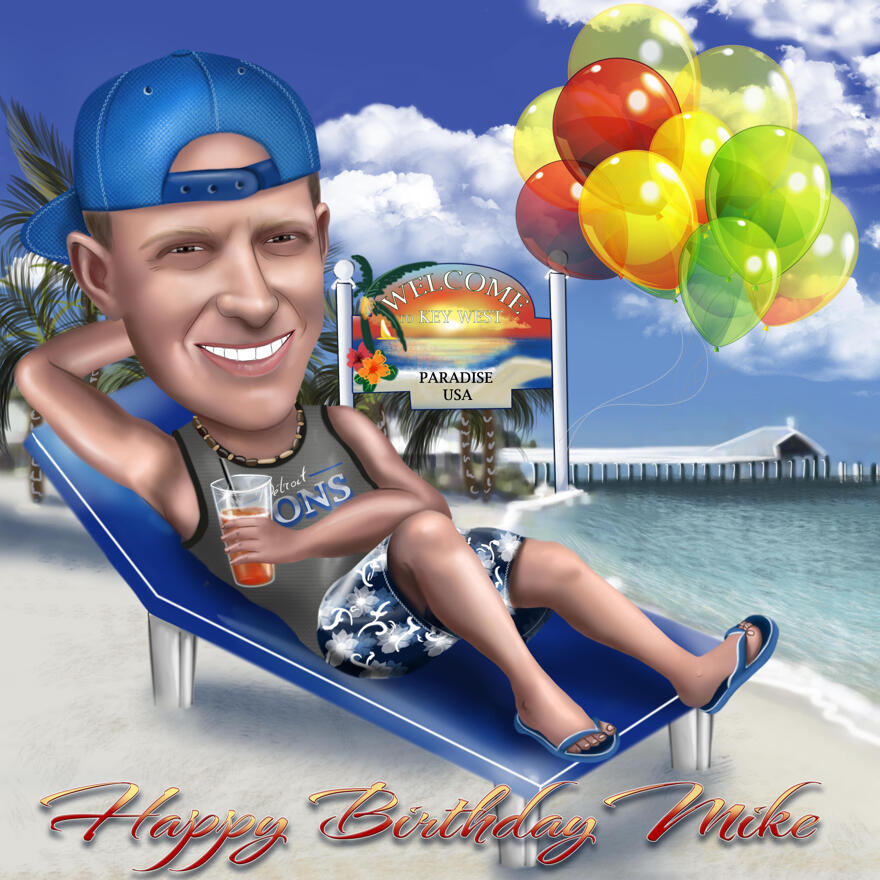 Chef alles Gute zum Geburtstag im Urlaub zeichnen