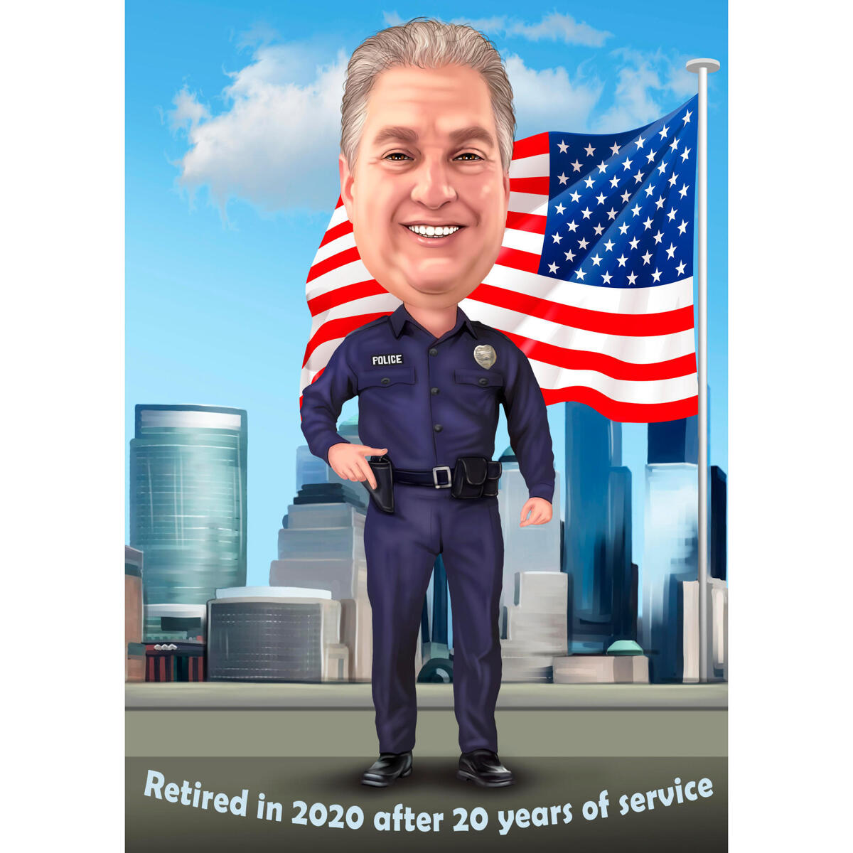 Retirement Police Officer Cartoon Gift