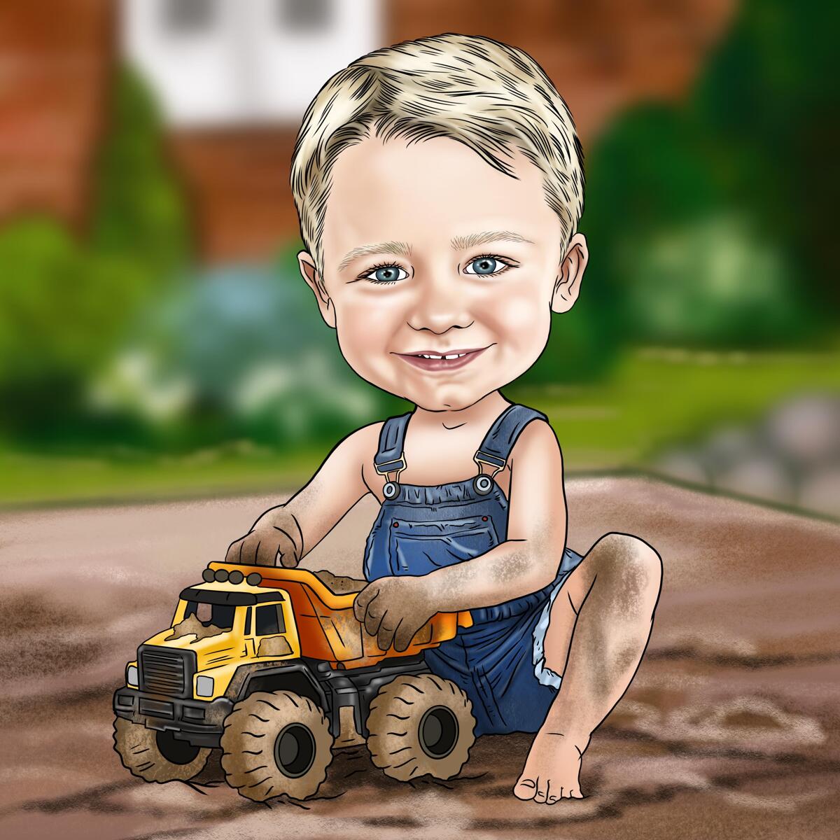 Sandlåda Kid Tecknad Teckning