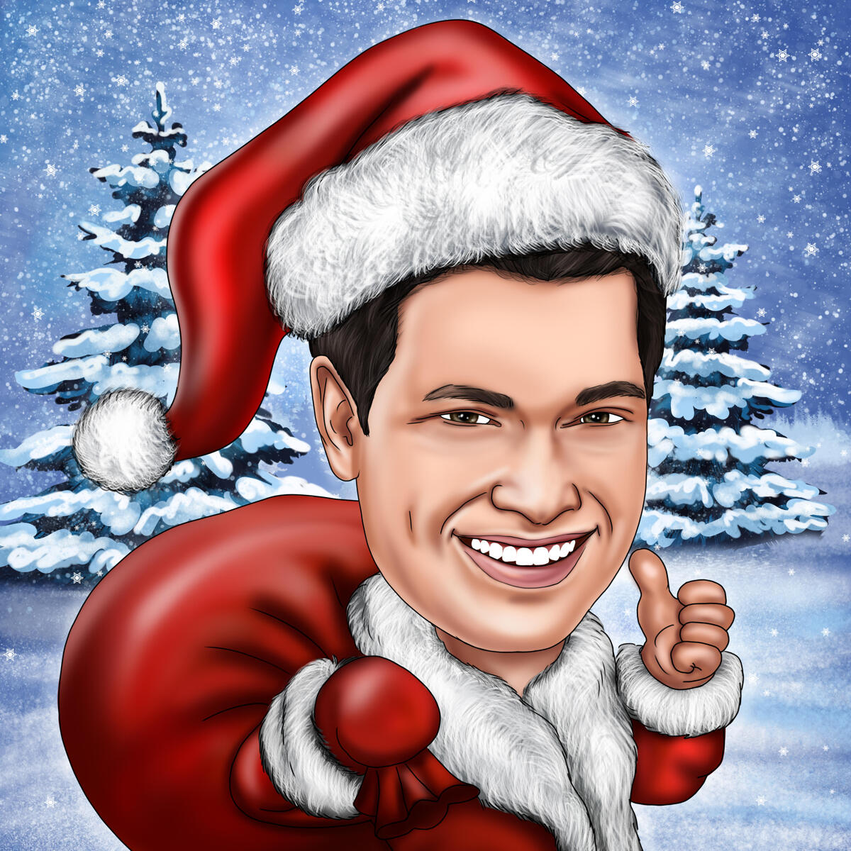 Düşük Abartılı Özel Noel Baba Karikatürü Fotoğraftan Elle Çizilmiş 🎅 ...