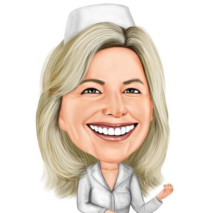 Full Body Caricature of Multitasking Nurse