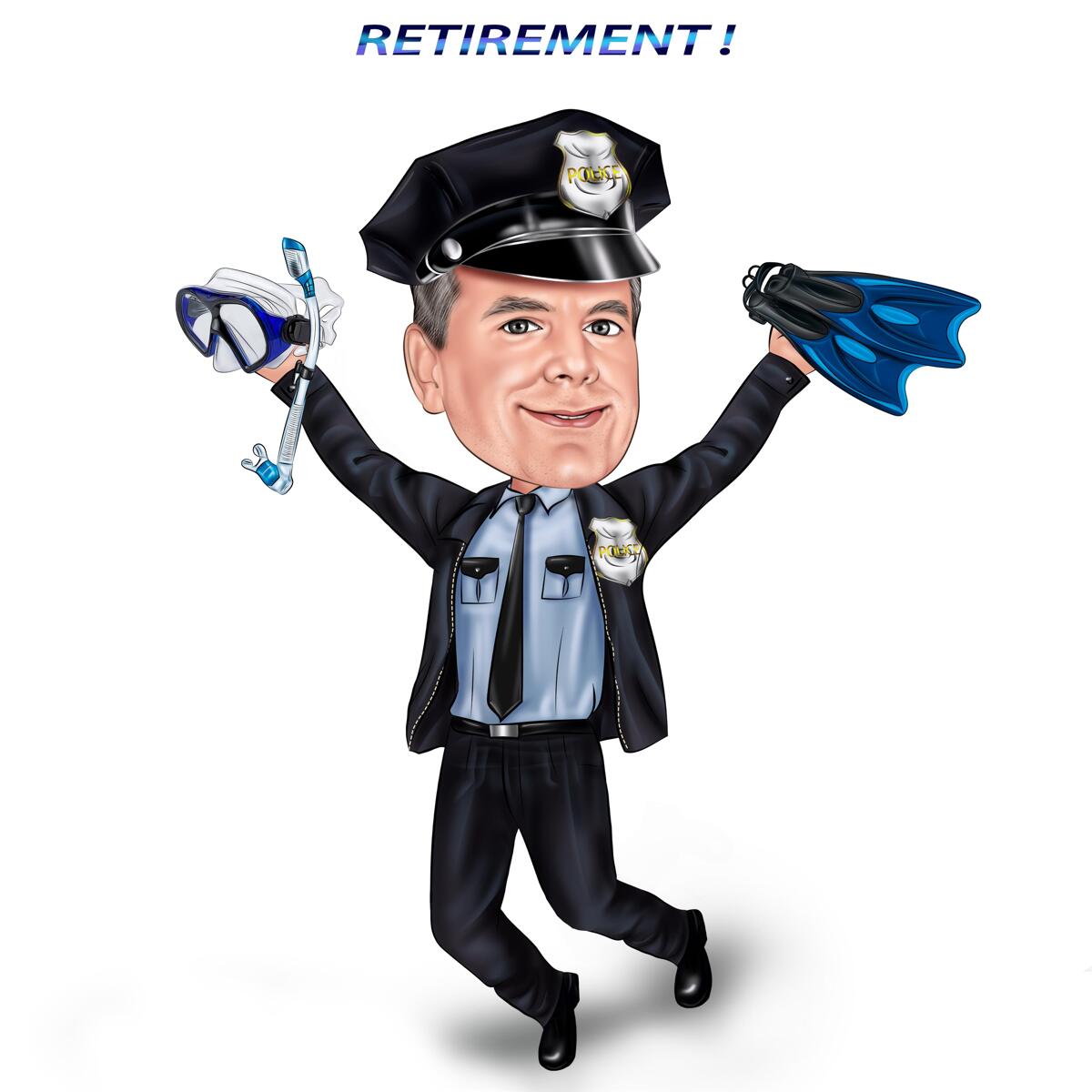 Personalized Full Body Retirement Custom Drawing👮🎨🖌️. Try it today!