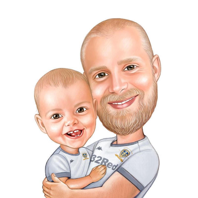 Father with Baby Kid Cartoon Drawing from Your Photo