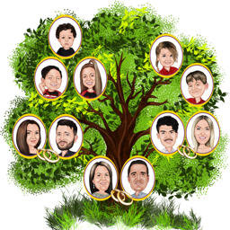 Personalized Colored Family Tree Drawing🌳👨‍👩‍👧‍👦🖼️. See all styles!