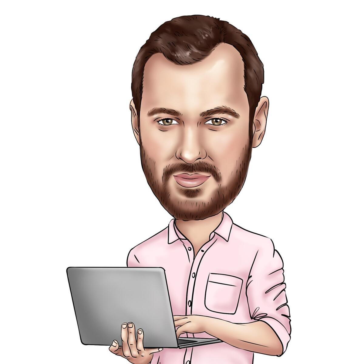 Order a personalized caricature of a person with a laptop. Shop ...