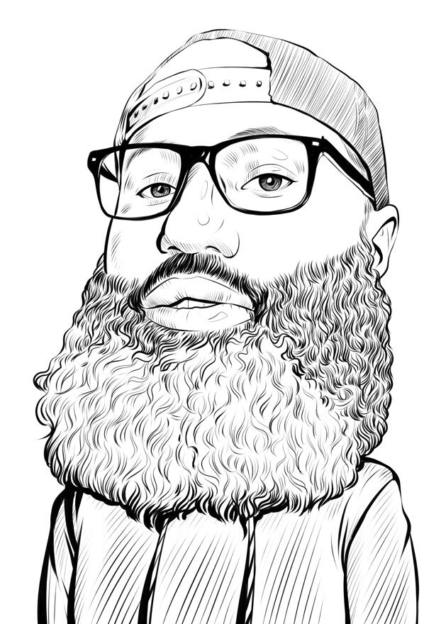 Black and White Caricature: Outline Style