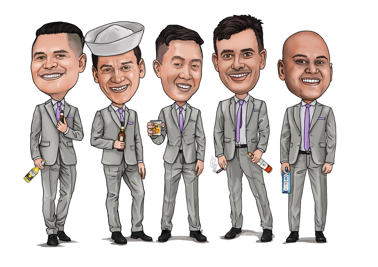 Groomsmen Portrait Drawing