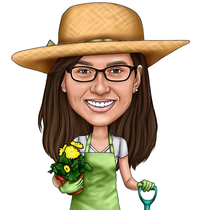 Havearbejde Caricature: Flower Garden Cartoon