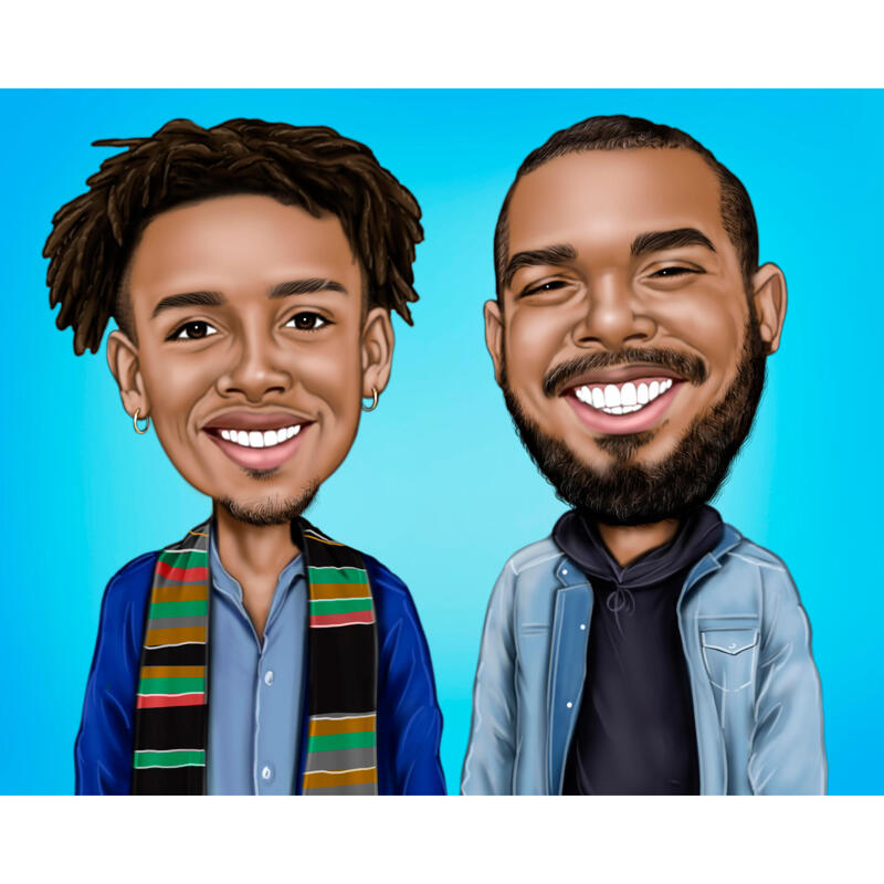 Two Brothers People Cartoon