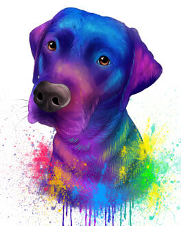 Dog Drawing Portrait Watercolor Rainbow Style