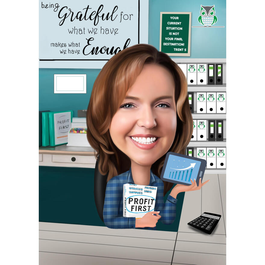 Aangepast portret van vrouwelijke collega cartoon