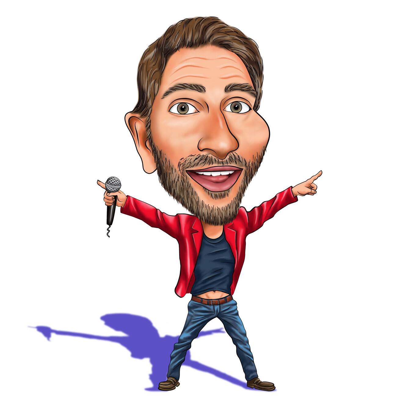 Exaggerated Full Body Caricature of Singer