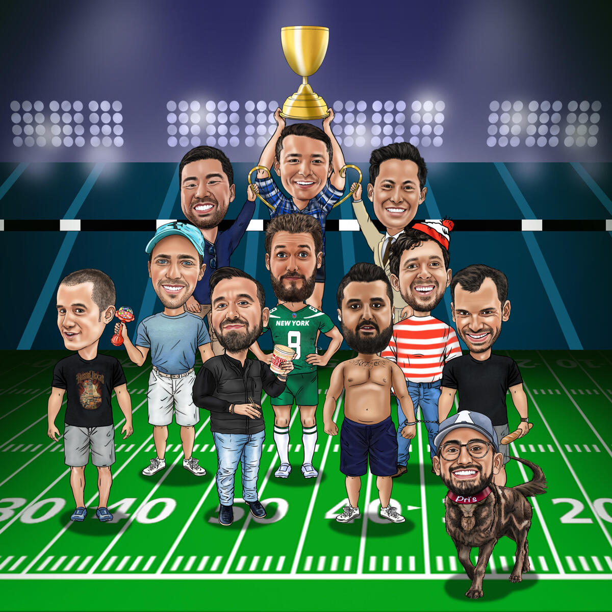 Rugby Team Custom Caricature