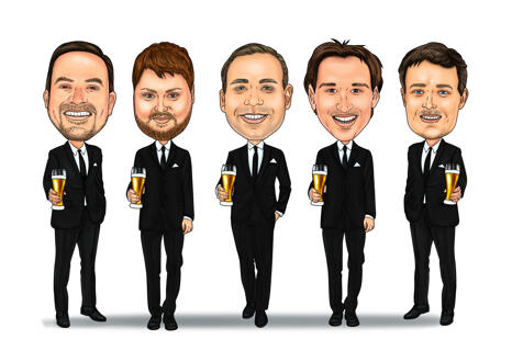 Groomsmen Portrait Drawing