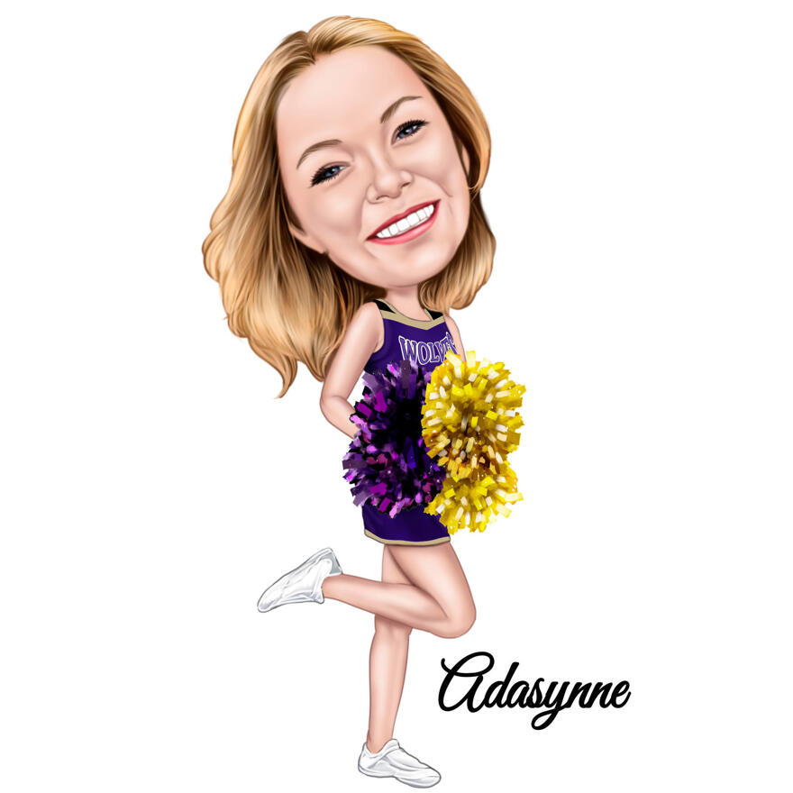 Girl Cheerleader Caricature from Your Photo
