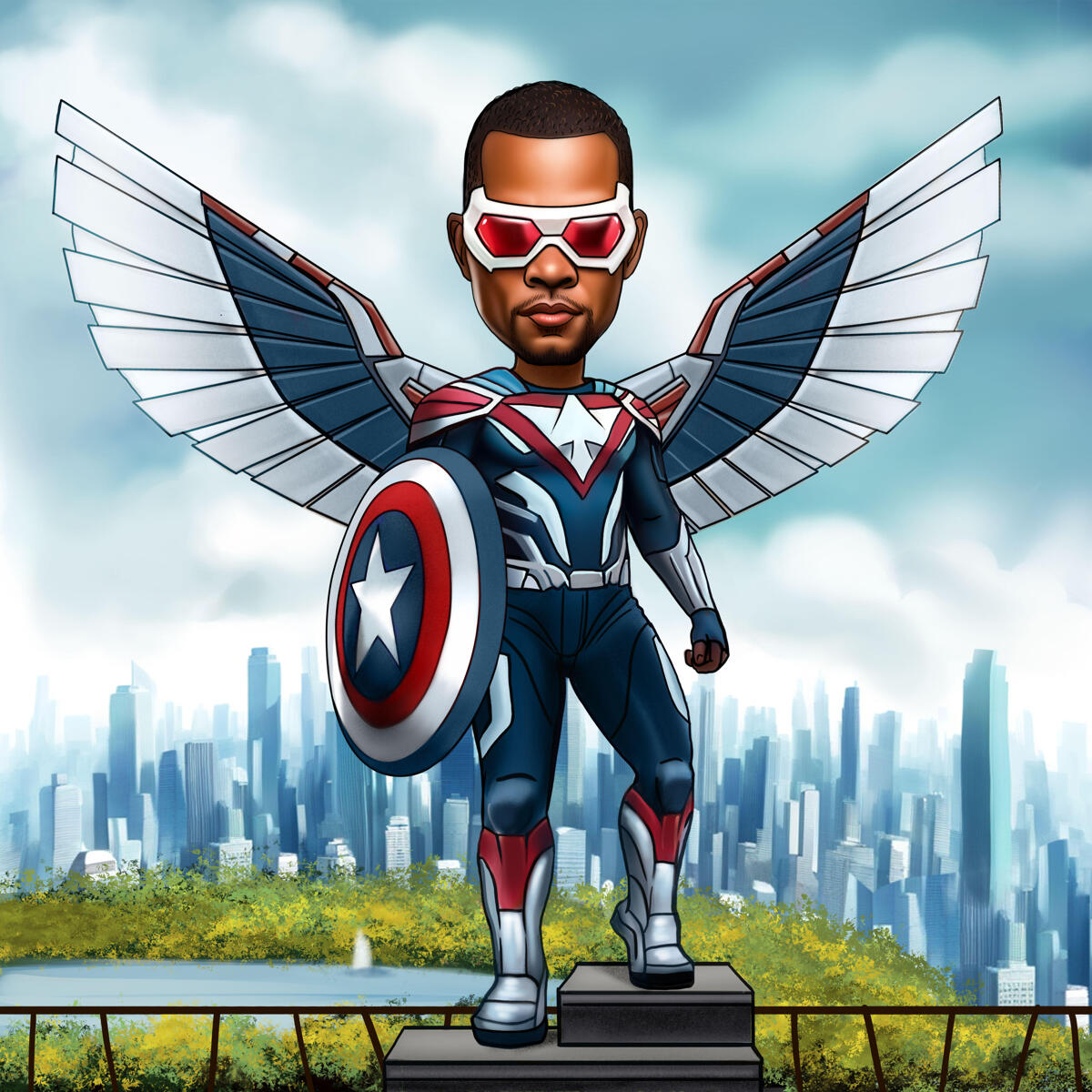 Caricatura di un supereroe con le ali | Illustrazione personalizzata di ...