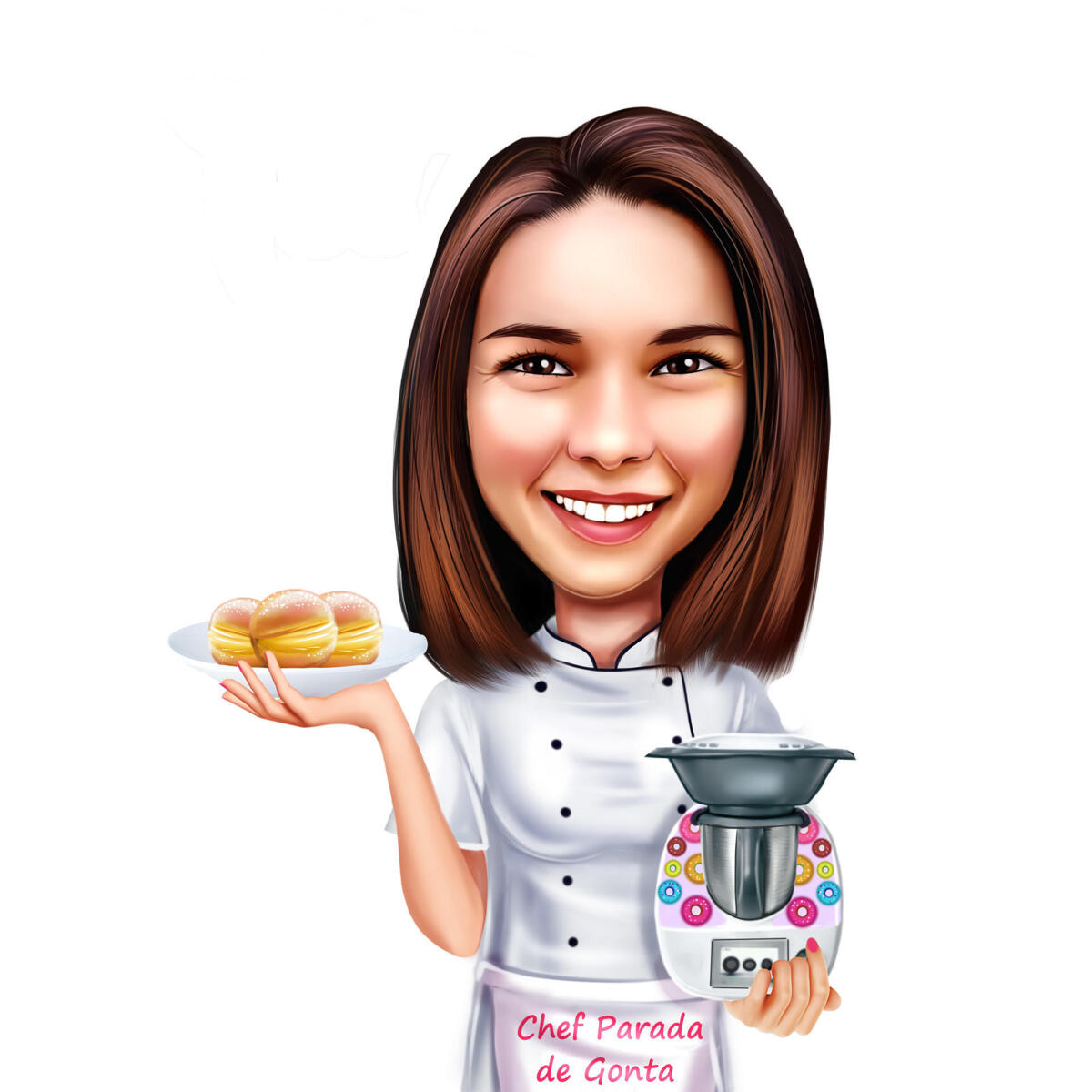 Lady Baker Caricature Portrait in Colored Style