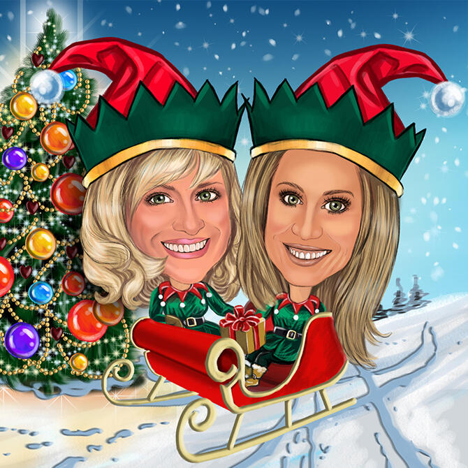 Christmas Caricatures Hand-Drawn from Photos