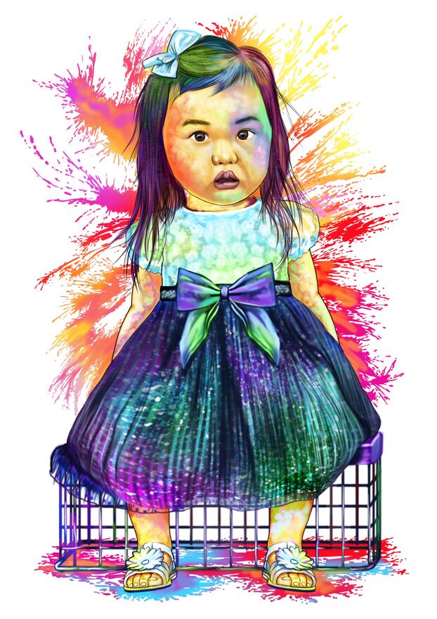 Ritratto ad acquerello di persona a corpo intero dalle foto