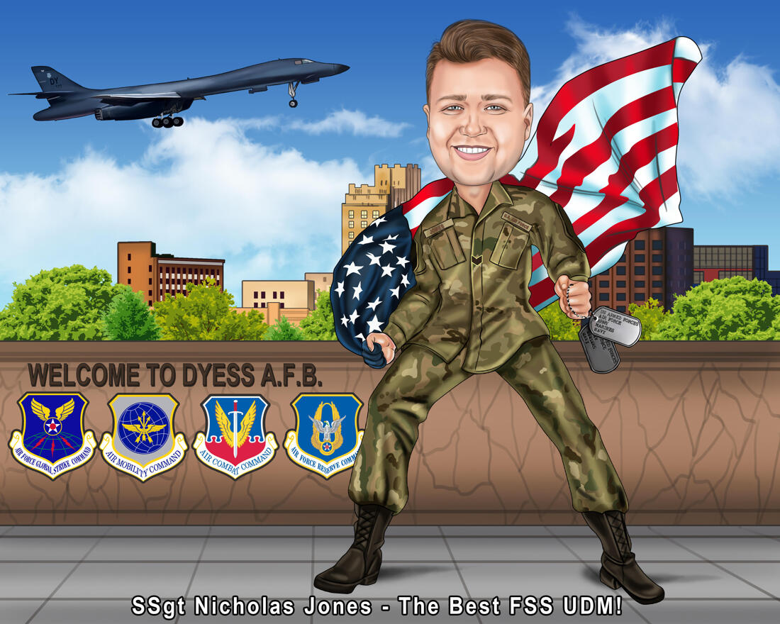 Army Major Tecknad Teckning