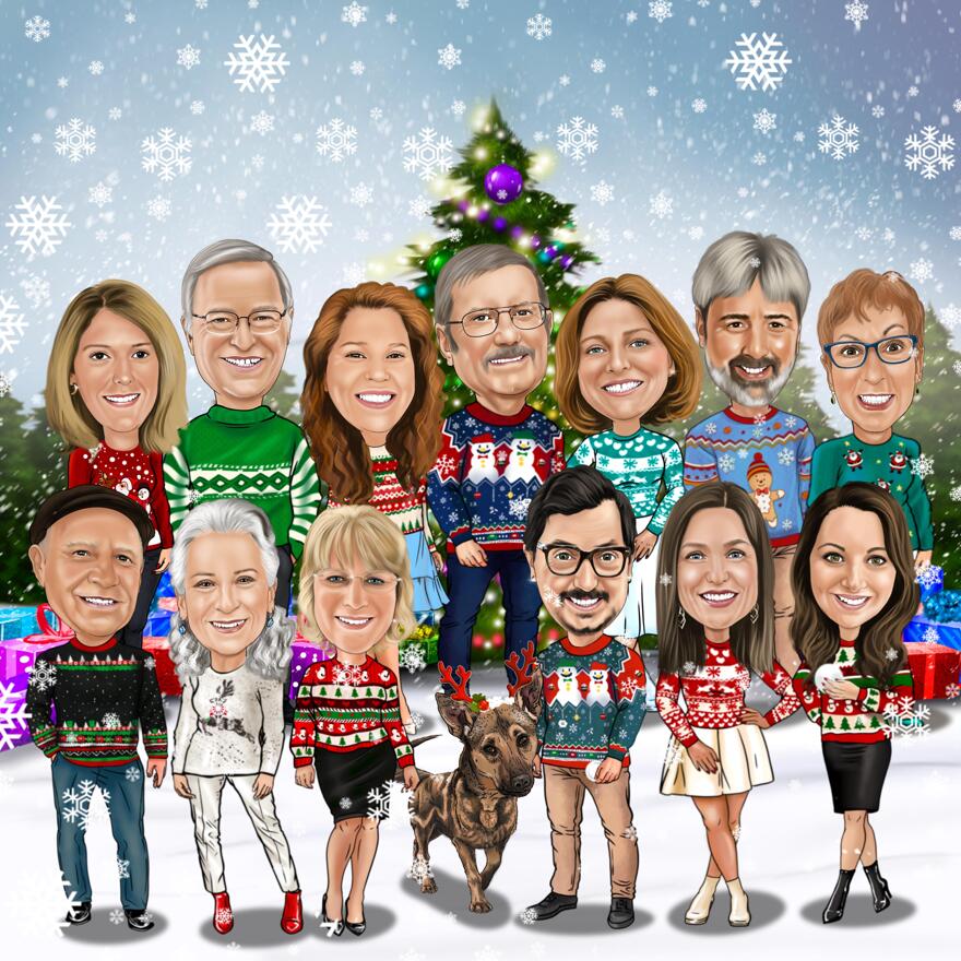 Corporate Team Christmas Caricature – Office Holiday Gift