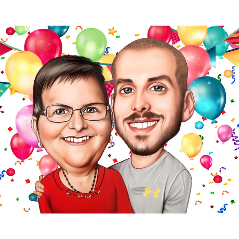 Mother with Son Color Cartoon