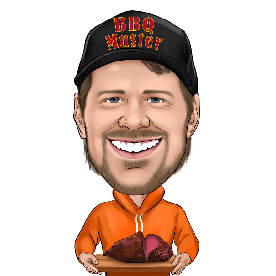 Kreativní ilustrace: Barbecue Master in Action🥩🎨🖌️. Koupit online!
