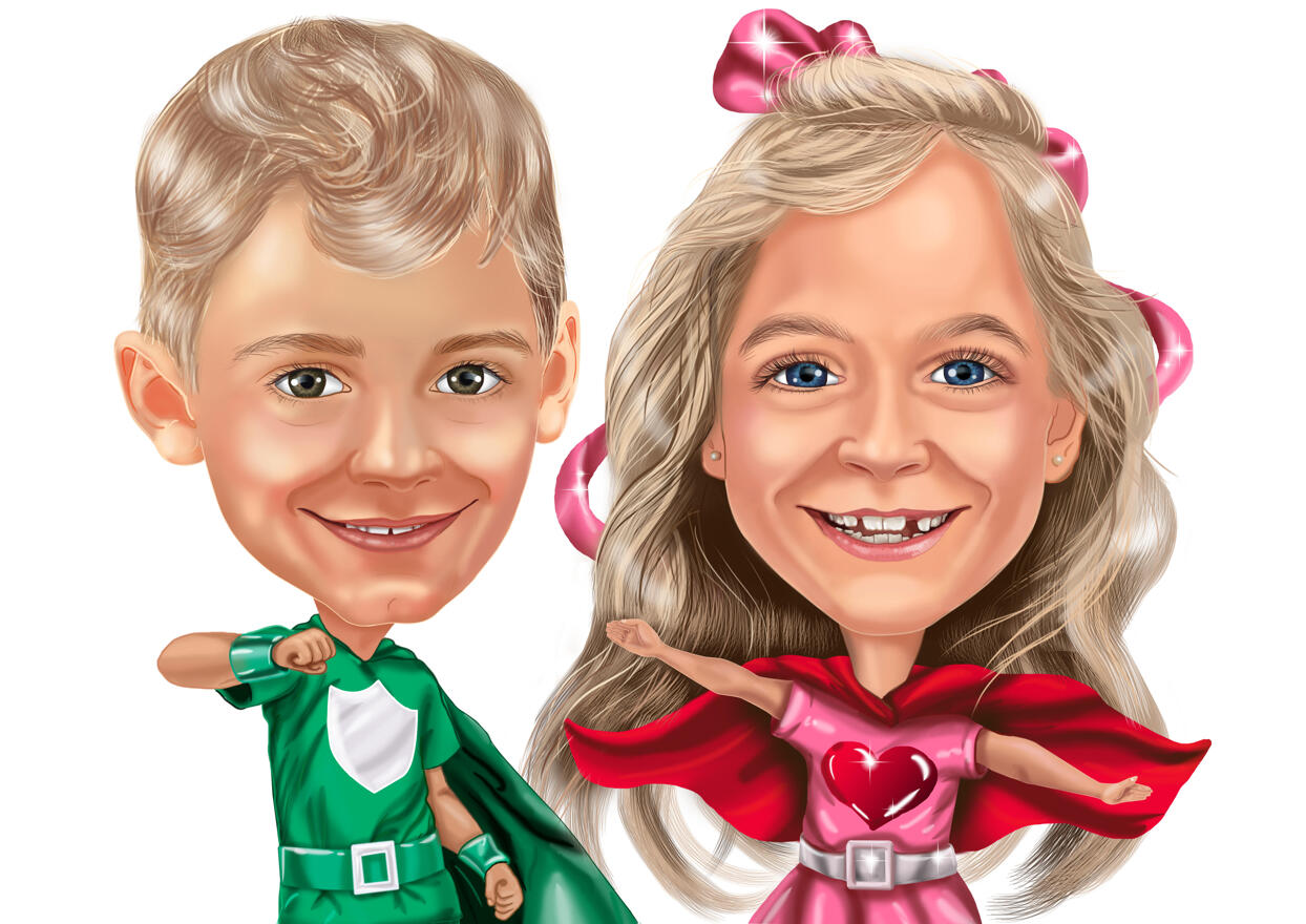 Brother and Sister Portrait Drawing