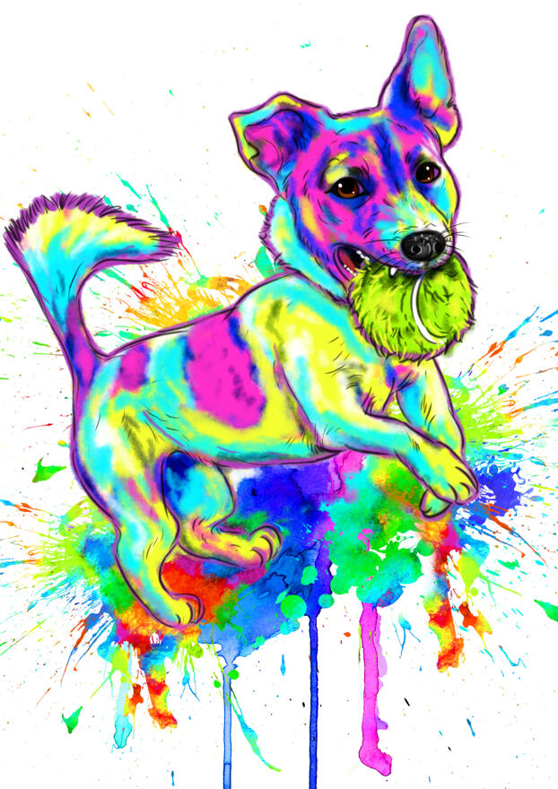 Basenji Caricature: Full Body Watercolor Style