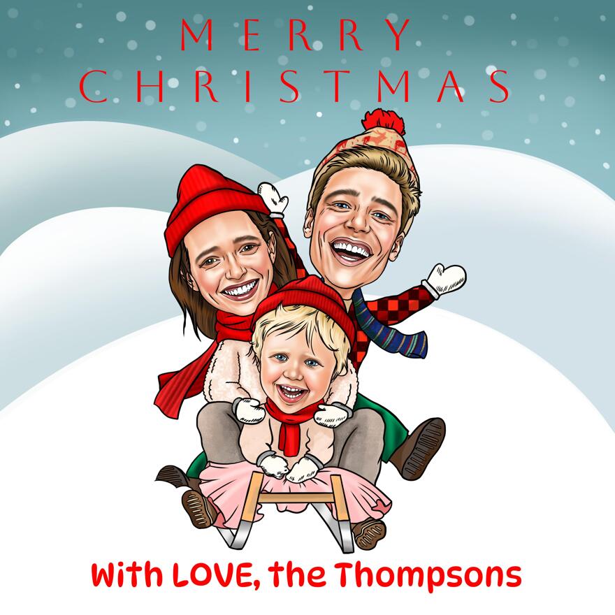 Vrolijk kerstfeest cartoon van foto - Aangepaste kerstkaart