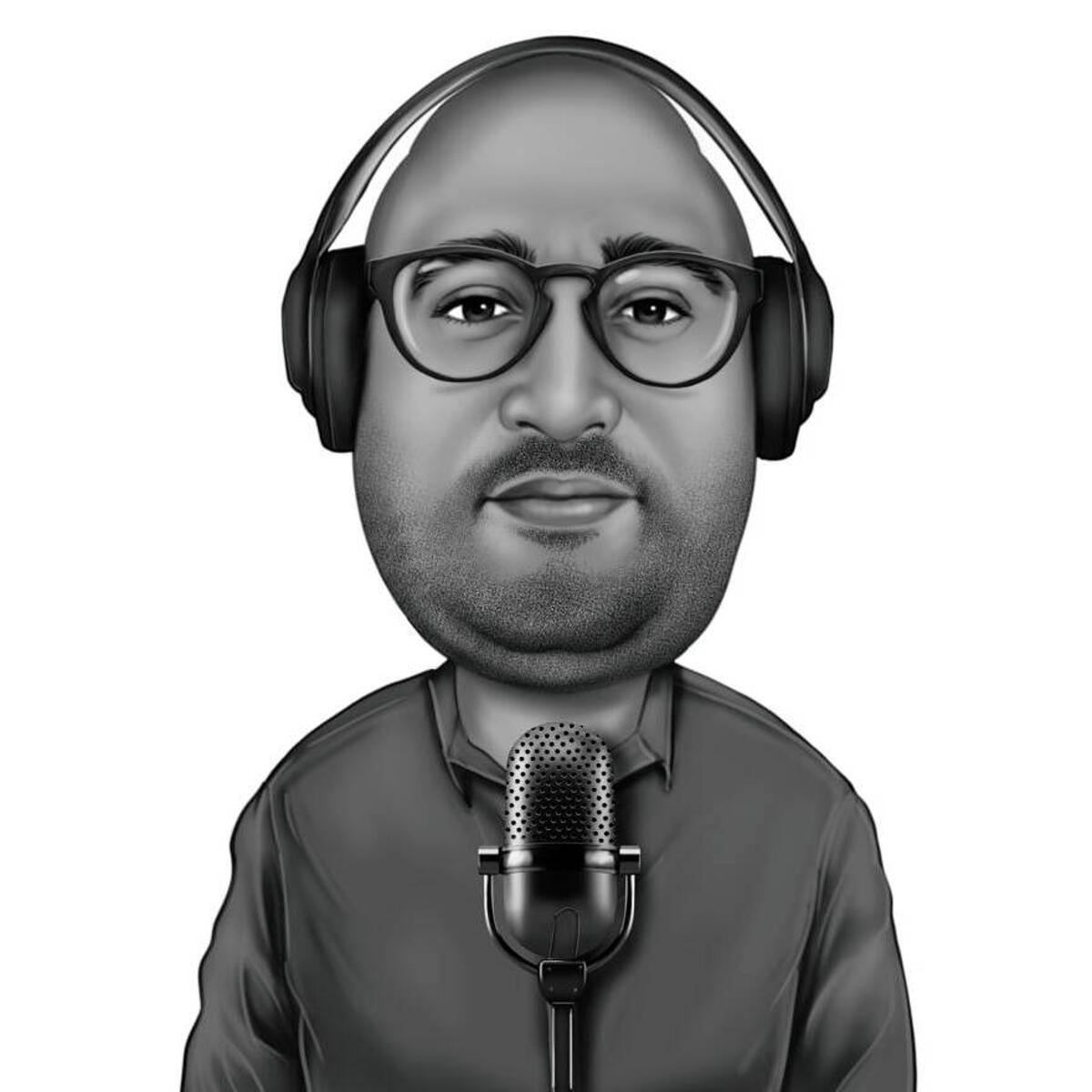Black and White Podcast Avatar🎙️🎧🖌️. Check more!.....