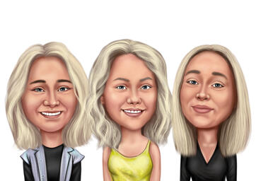 Girl Group Cartoon Drawing from Photos in Color Style