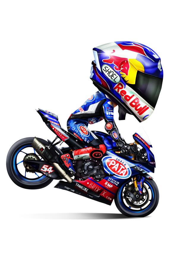 Motorcycle Racing Cartoon with Helmet