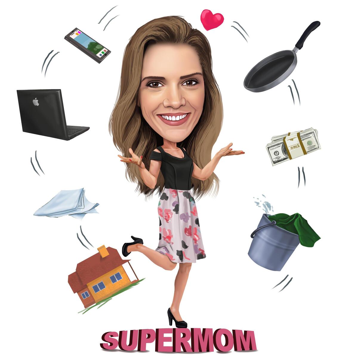 Supermom Caricature Drawing