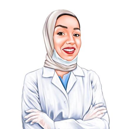 Full Body Caricature of Multitasking Nurse