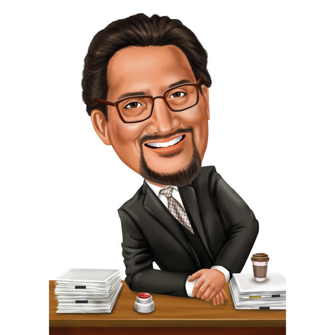 Boss Glasses Cartoon Male Head