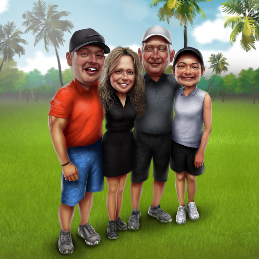 Group Casual Work Funny Cartoon from Photos with Custom Background