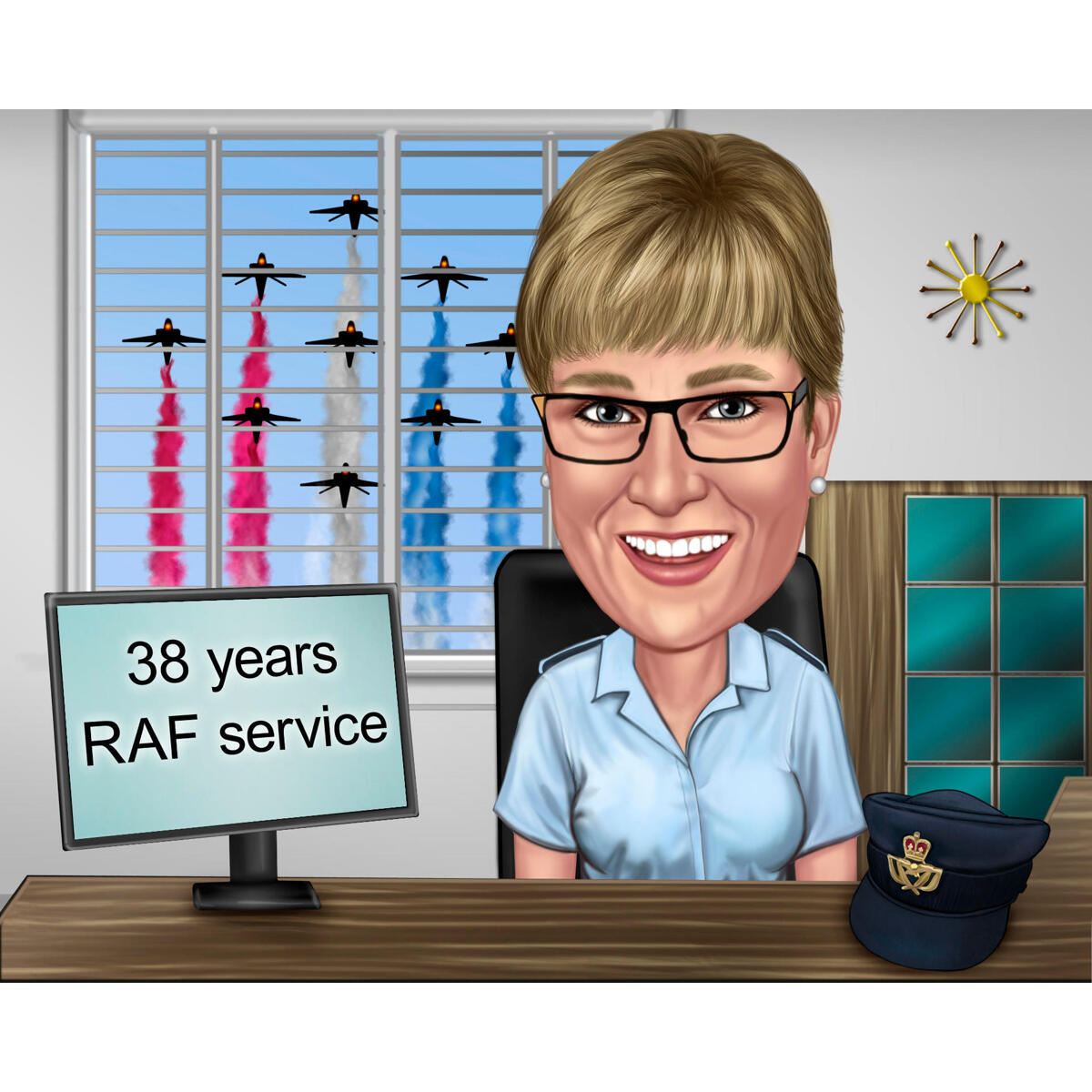 Years of Service – Hand-Drawn Custom Retirement Caricature