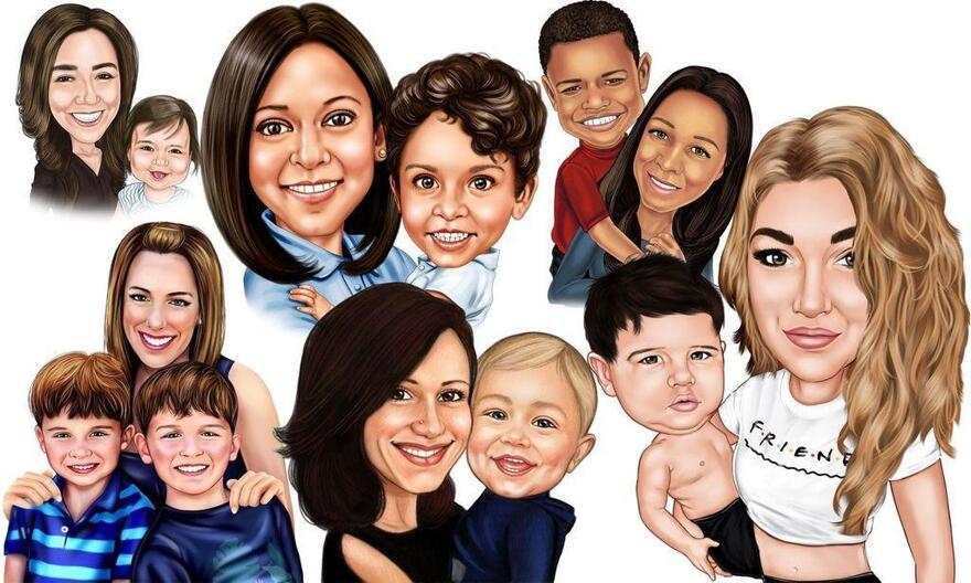 Mutter Karikatur von Fotos handgezeichnet