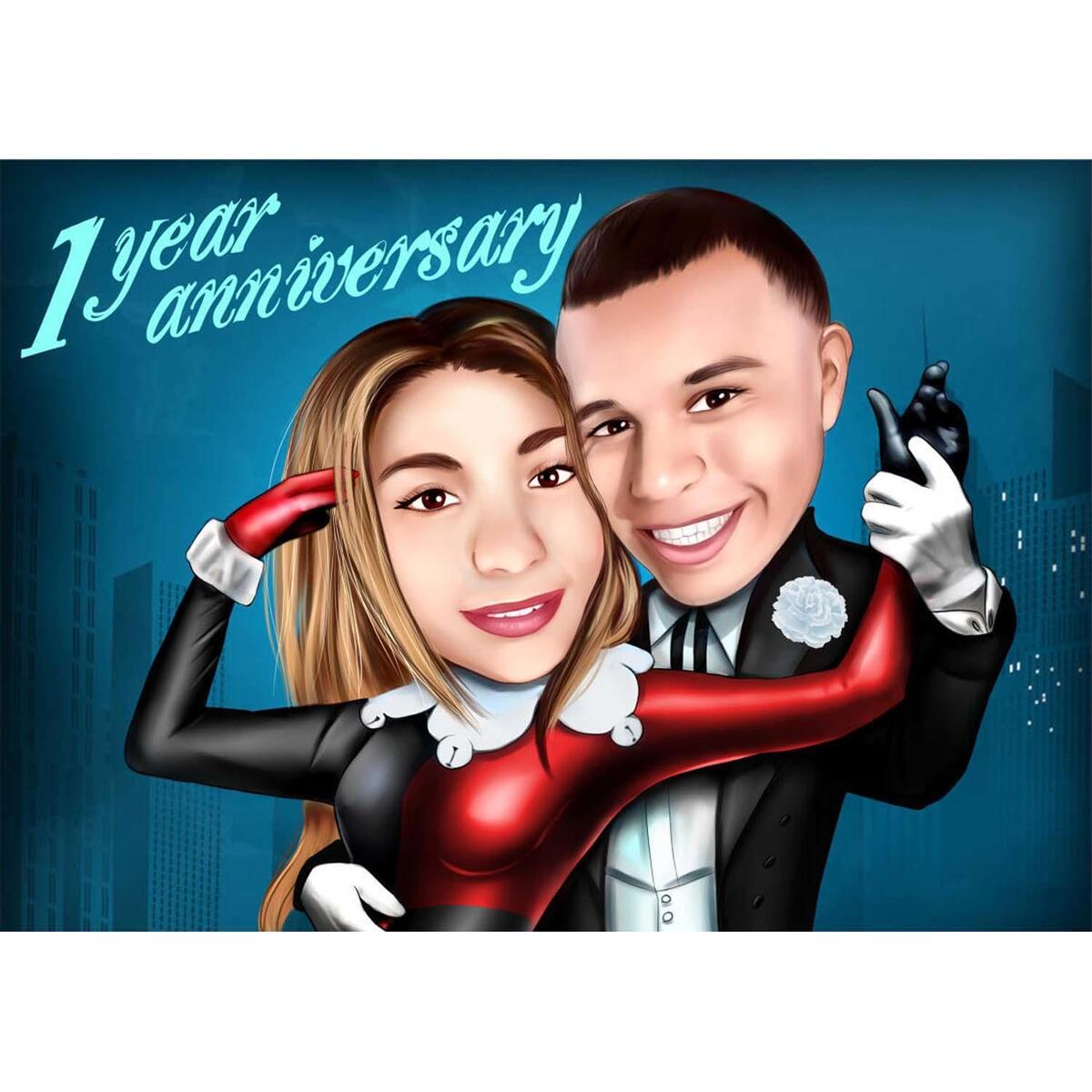 1 Year Anniversary Cartoon as Favorite Superheroes