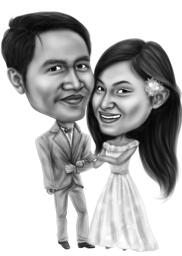 Full Body Couple Drawing in Black and White