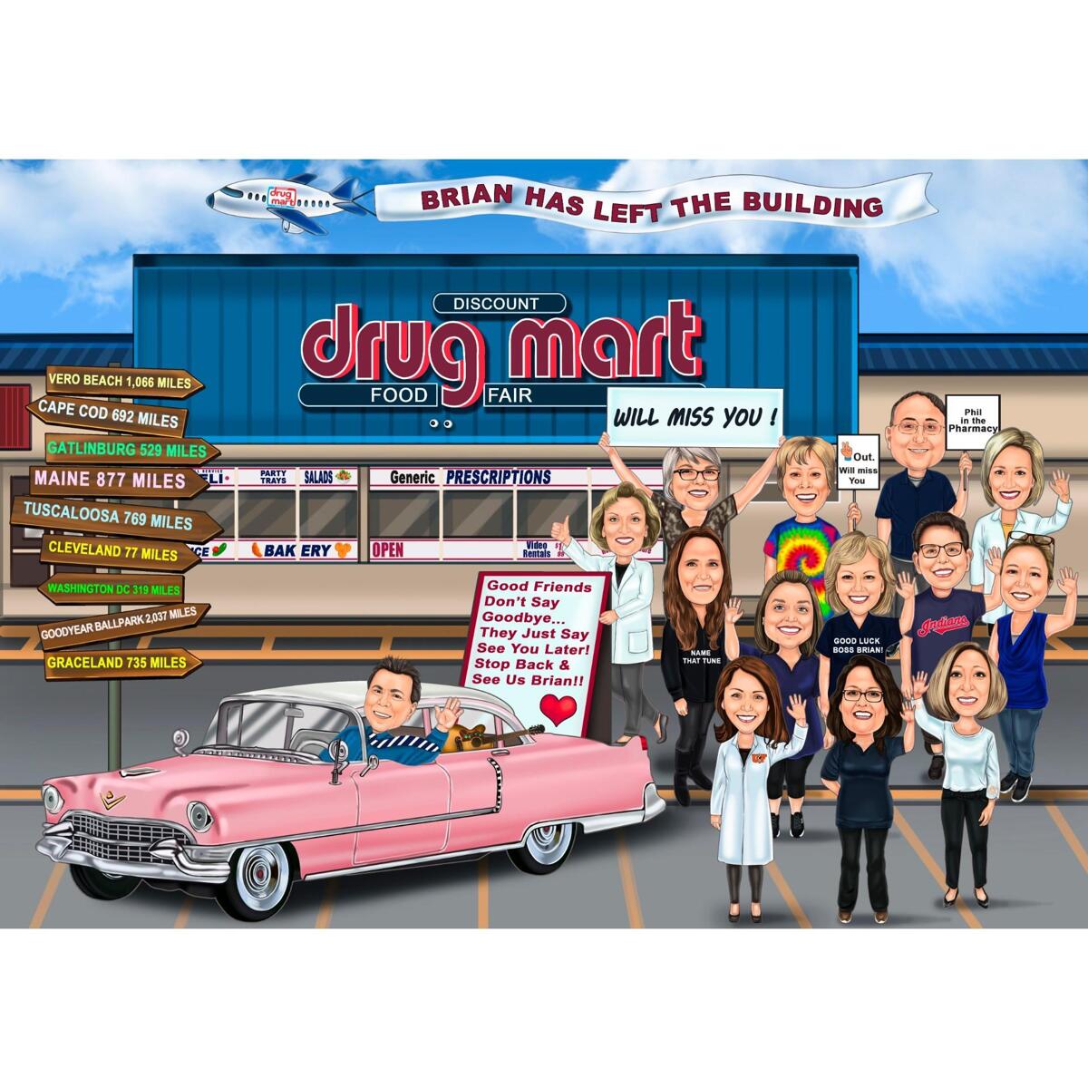Farewell Group Caricature Drawing
