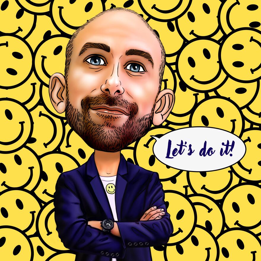 Karikatura obličeje s nízkou nadsázkou: Barevná kresba 🎨