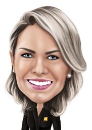Caricatura de mujer de cabeza grande en estilo coloreado extraída d...