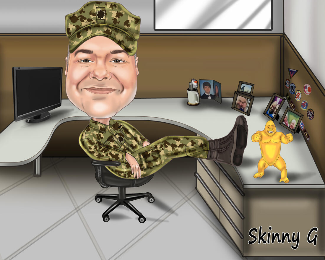 Army Major Tecknad Teckning
