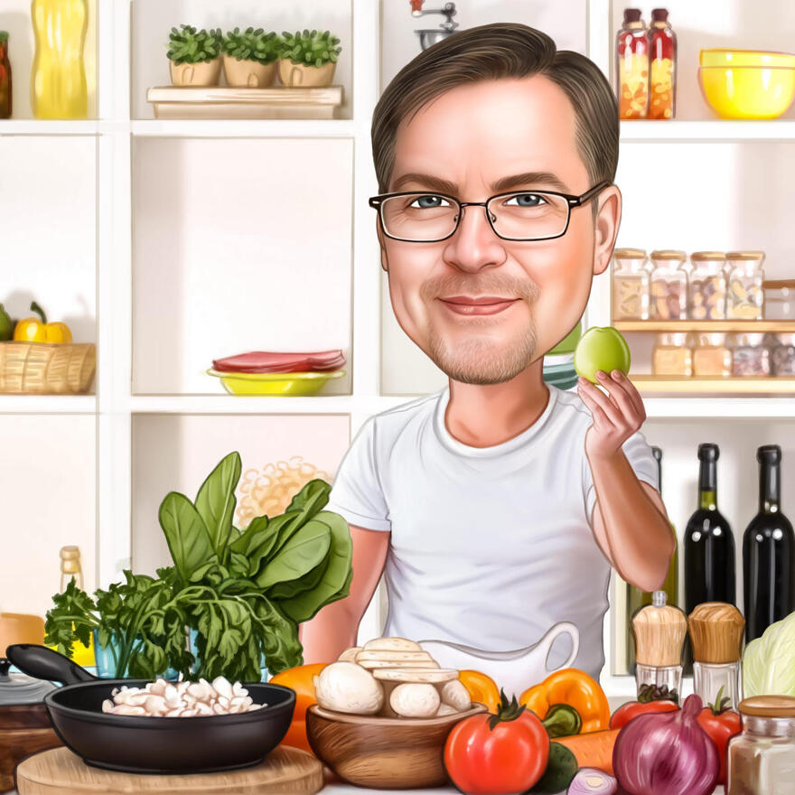 Cooking Lover Caricature Drawing