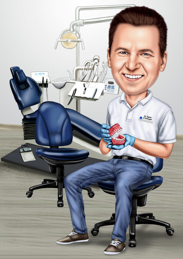 Dental Lab Worker Caricature from Photos